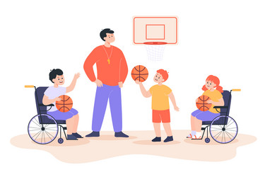 Cartoon kids with physical disabilities Royalty Free Vector