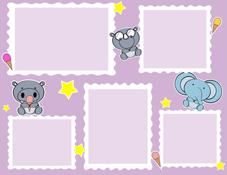 Photo album cartoon background cute animals Vector Image