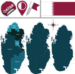 Qatar higt detailed map with subdivisions Vector Image