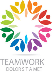 Teamwork hi unity people logo design Royalty Free Vector