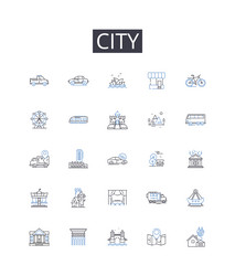 City line icons collection town metropolis Vector Image