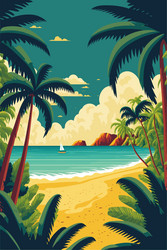 Tropical summer beach ocean sunset and sunrise Vector Image