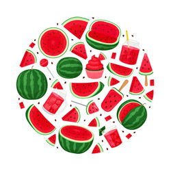 Green vegetables round composition design with Vector Image