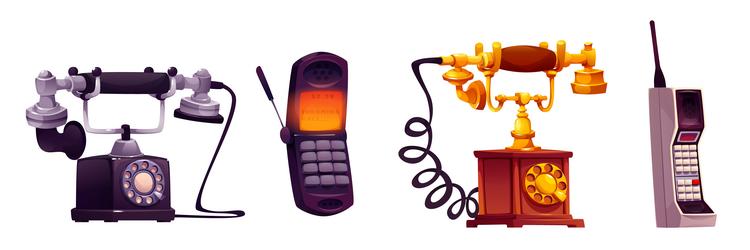 Mobile phones evolution cartoon concept Royalty Free Vector