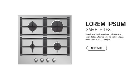 Kitchen steel two burner gas hob top view stove Vector Image