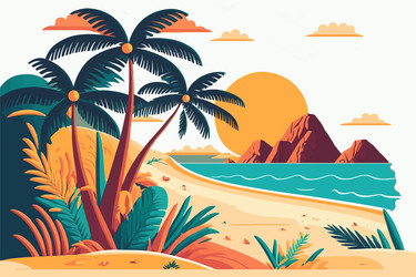 Tropical summer beach ocean sunset and sunrise Vector Image