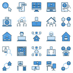 Online education blue rgb color icons set Vector Image