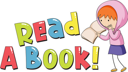 Font design for word read a book with girl reading