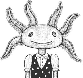 Single continuous line drawing of beauty axolotl Vector Image