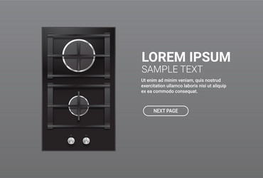 Kitchen steel two burner gas hob top view stove Vector Image