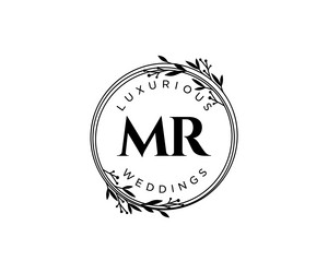 Mr initials letter wedding monogram logos Vector Image