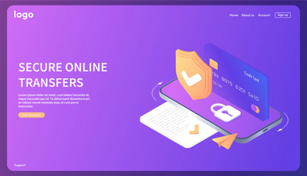 Secure online transfers online bank account Vector Image