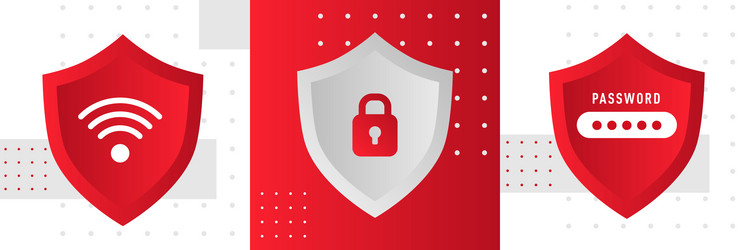 Abstract red security concept with shield cyber Vector Image