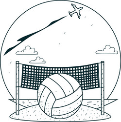 Line art two professional volleyball players Vector Image