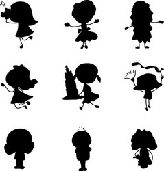 Hand drawing abstract cartoon silhouette kids Vector Image