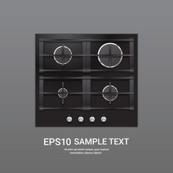 Kitchen steel two burner gas hob top view stove Vector Image