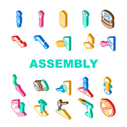 Assembly instruction furniture icons set Vector Image