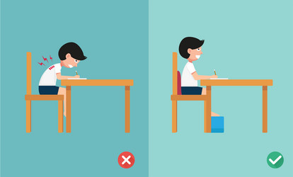 Wrong and right ways positions for sitting Vector Image
