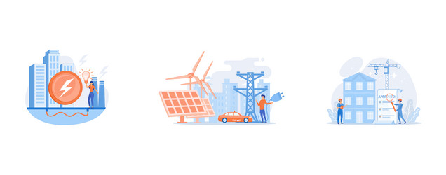 Green energy characters showing eco private Vector Image