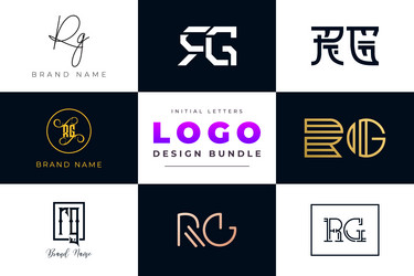 Initial letters rg monogram logo design bundle Vector Image