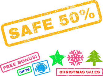 Safe 50 percent textile stamp Royalty Free Vector Image