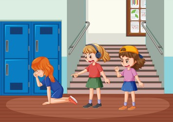 School bullying with student cartoon characters Vector Image