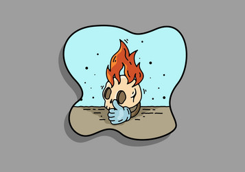 Skull head with flame and thumb up Royalty Free Vector Image