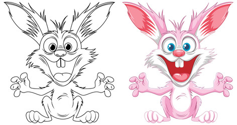 Four crazy rabbit cartoon smiles Royalty Free Vector Image