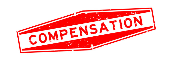 Grunge blue compensation word hexagon rubber seal Vector Image