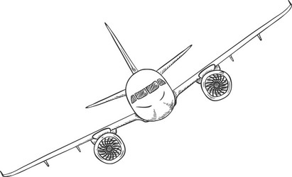Dirty sketch - passenger air plane Royalty Free Vector Image