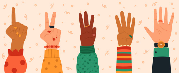 Cartoon hand numbers gesture counting sign hands Vector Image