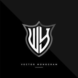 Letter wb logo design silver shield w a monogram Vector Image
