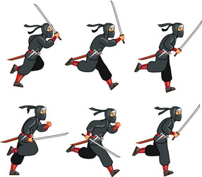 Ninja flying attack game sprite Royalty Free Vector Image