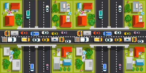 Road top view with highways many different Vector Image