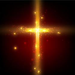 Shining winged golden cross on black background Vector Image