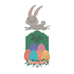 Easter time frame with bunny on top and Royalty Free Vector