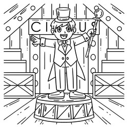 Circus ring master isolated coloring page for kids
