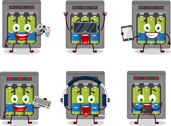 Adapter connector cartoon character are playing Vector Image