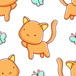 Simple seamless pattern cute kawaii hand drawn Vector Image