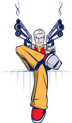 Gangsters automatic weapon tommy gun engraving Vector Image