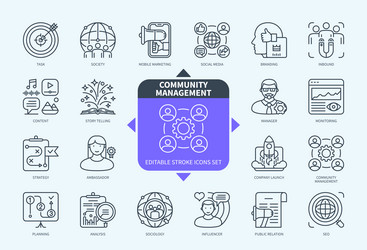 Community solid icon set Royalty Free Vector Image