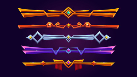 Golden fantasy game border ui button frame design Vector Image