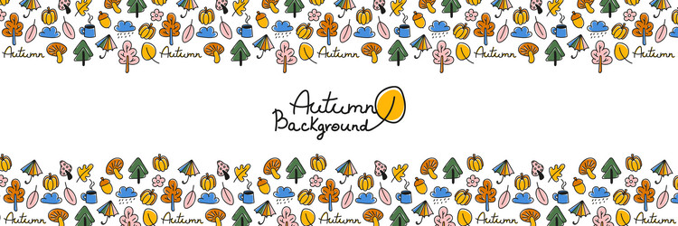 Autumn doodle background frame border Royalty Free Vector