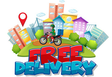 Free delivery sign over cut out colorful confetti Vector Image