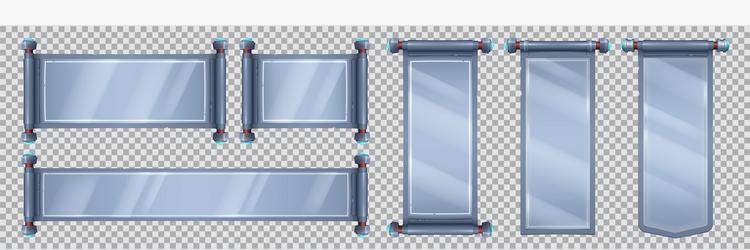 Silver scroll paper royal parchment banner set Vector Image