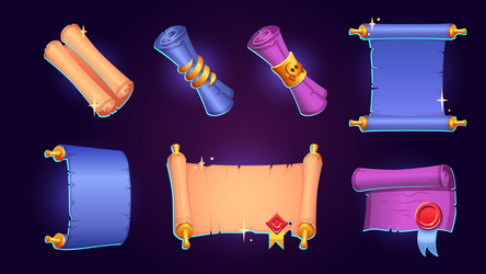 Magic scroll parchment ui game icon cartoon Vector Image