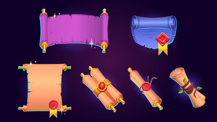 Magic scroll parchment ui game icon cartoon Vector Image