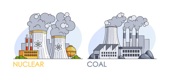 Different types of electricity generation plants Vector Image