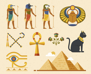 Variety egyptian elements set Royalty Free Vector Image