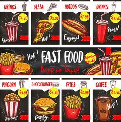 Menu card template for fast food meals Royalty Free Vector